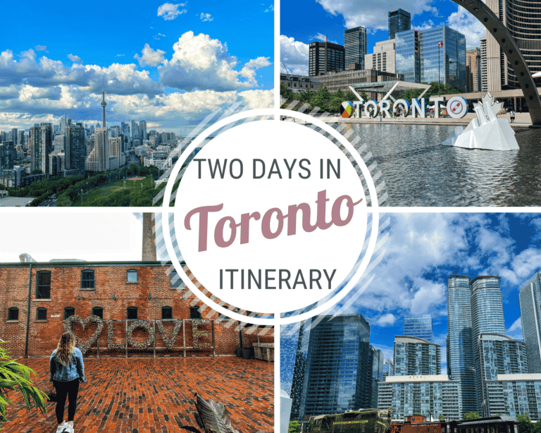 Two Days in Toronto Itinerary - backpacks and bubbly