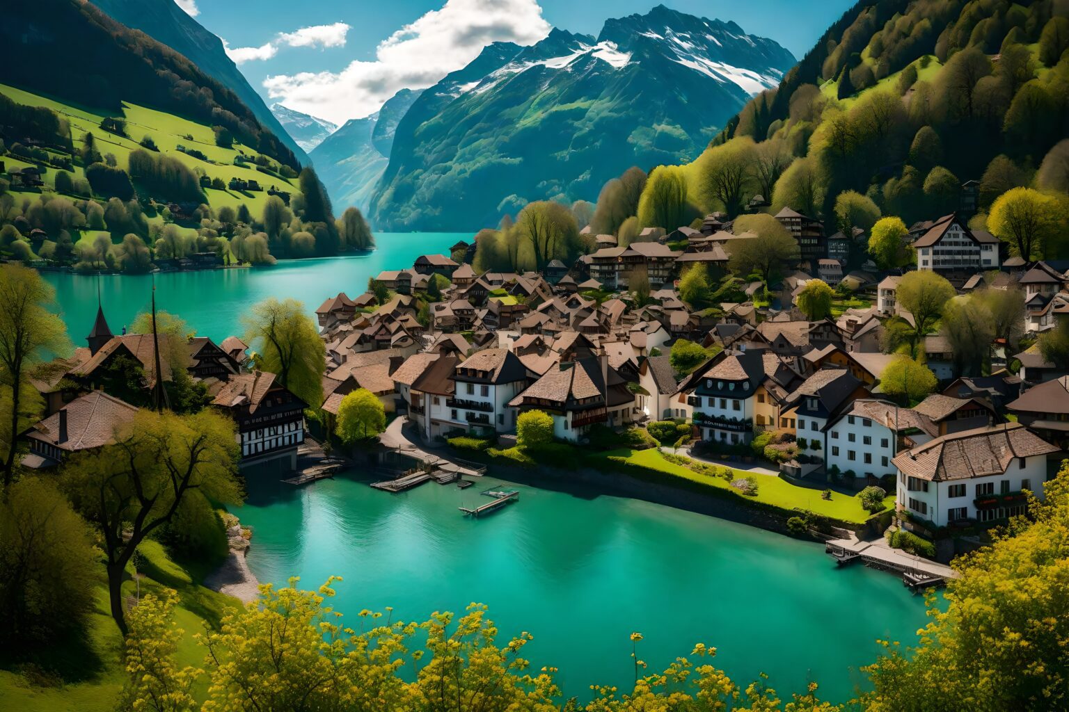 Best Towns in the Swiss Alps - backpacks and bubbly
